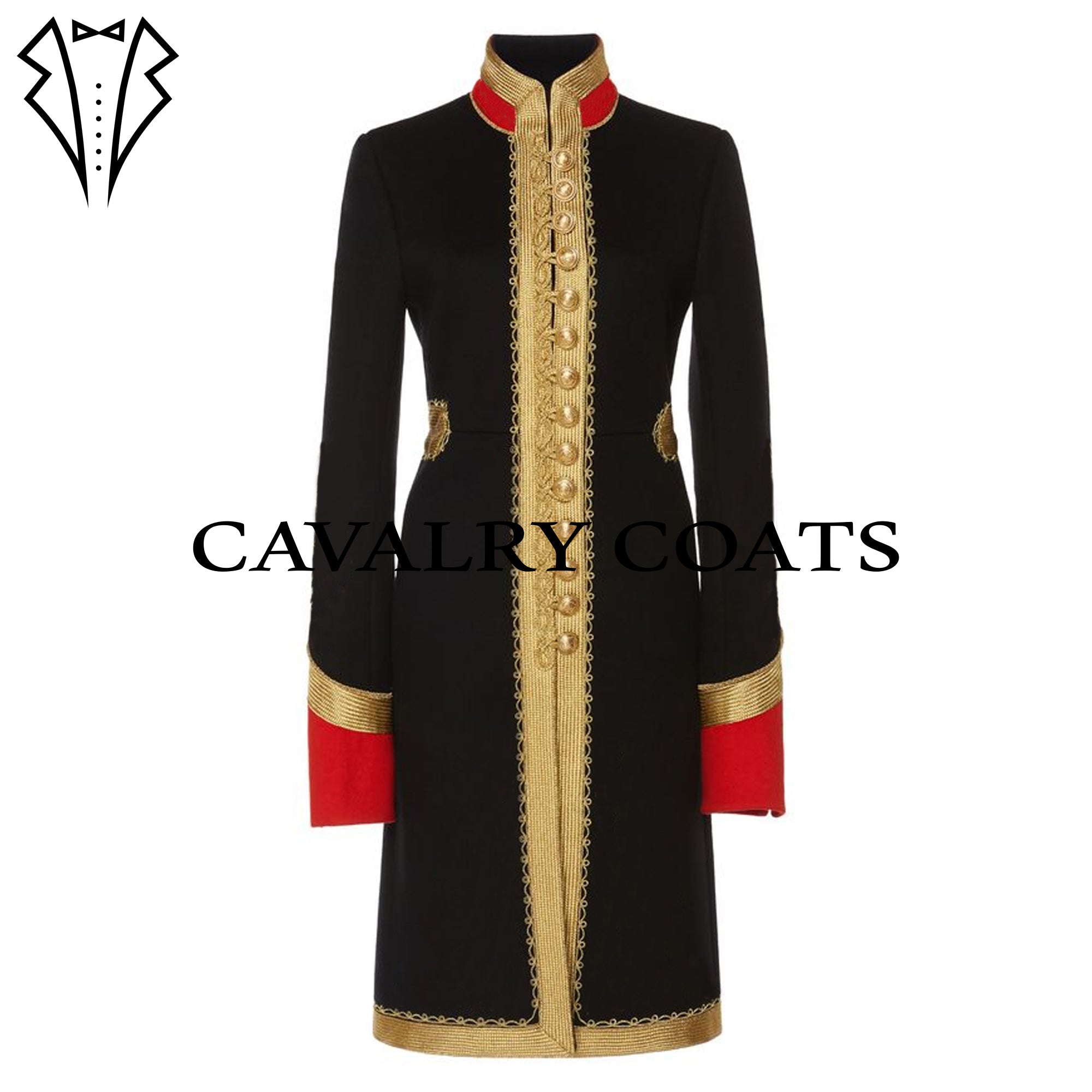 Black Hussar-Style Military Coat Fashion Women Victorian Cavalry Overc ...