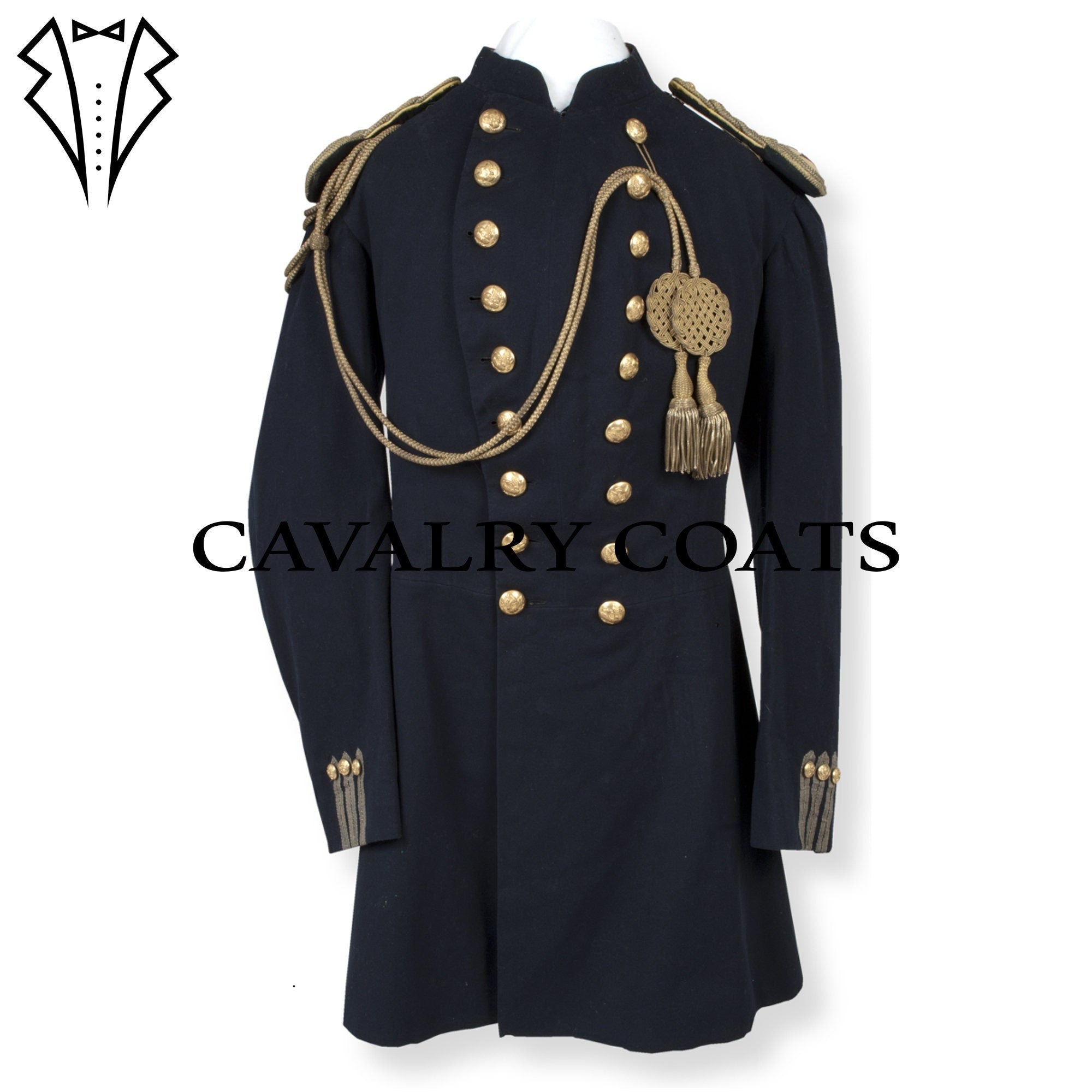 Men’s Vintage Military Cavalry Coat | Officer Uniform Jacket with Gold ...