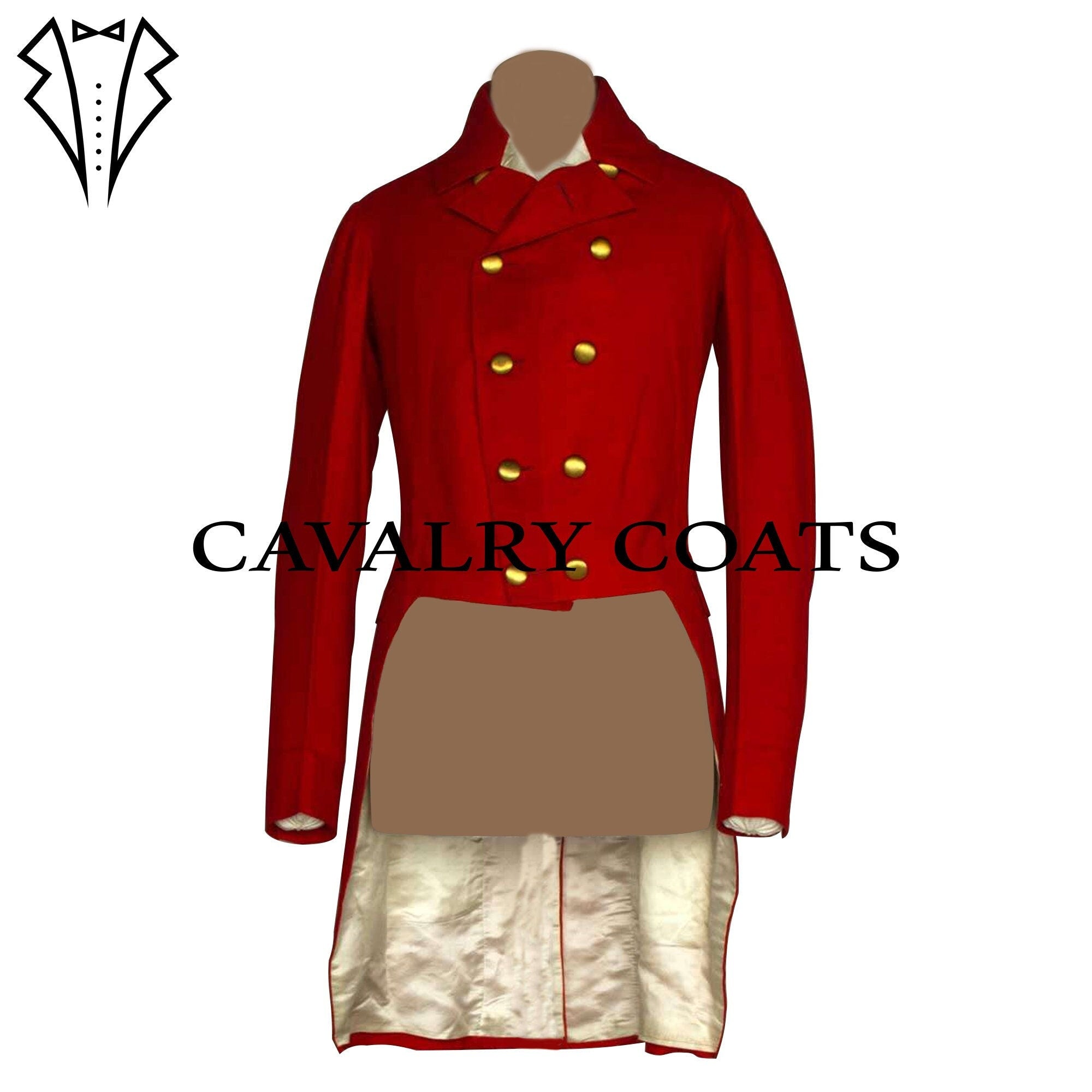 Men's Red Wool Double-Breasted Victorian Tailcoat, Regency Style ...